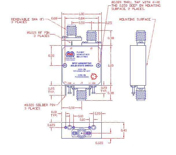 P2T-2G6G-70-T-SFF - Single Pole - Two Throw (SP2T) Switch | Quantic PMI ...