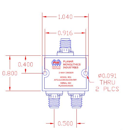 APD-2-2D93D5-40W-SFF - Power Dividers/Combiners | Quantic PMI (Planar ...