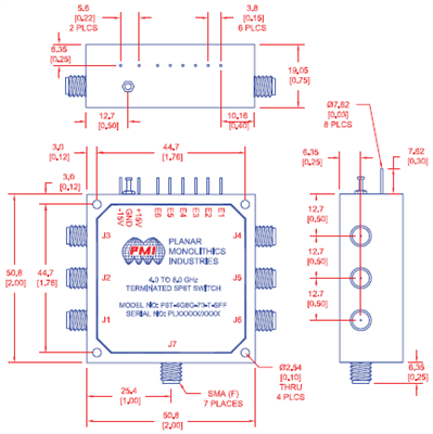 P6T-4G8G-70-T-SFF - Single Pole - Six Throw (SP6T) | Planar Monolithics ...