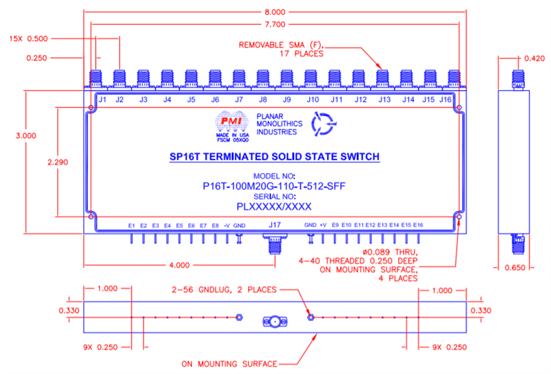 P16T-100M20G-110-T-512-SFF - Single Pole - Sixteen Throw (SP16T ...