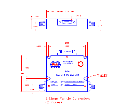 DTA-18G40G-50-CD-1-OPT18G26D5G - Digitally Controlled Attenuators | Quantic PMI (Planar Monolithics)