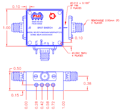 P2T-1M40G-55-T-292FF-OPT27G - Single Pole - Two Throw (SP2T) | Planar ...